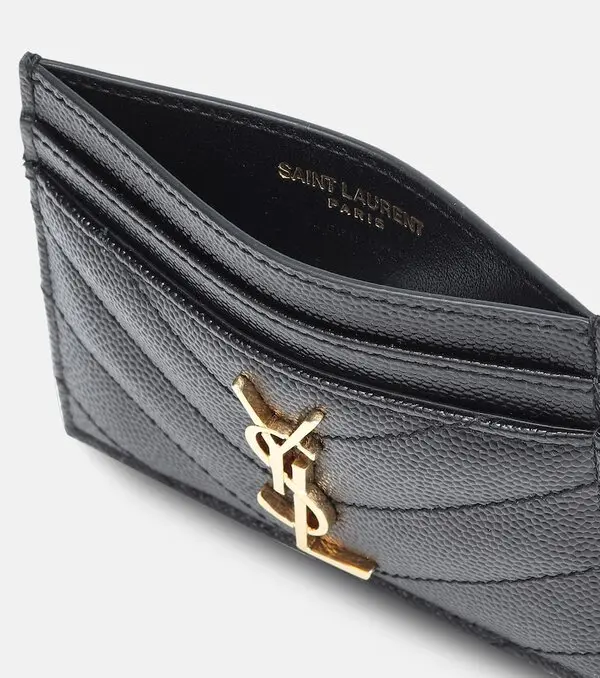 Saint Laurent Monogram Quilted Leather Card Holder - Black