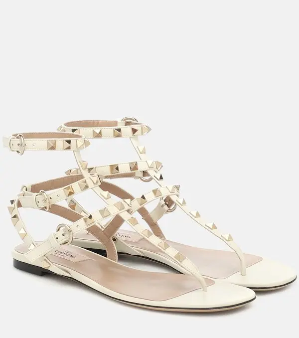 Valentino Garavani Rockstud Leather Sandals - White