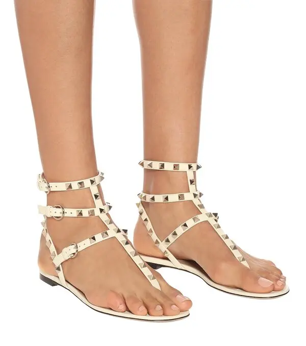 Valentino Garavani Rockstud Leather Sandals - White