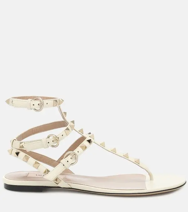 Valentino Garavani Rockstud Leather Sandals - White