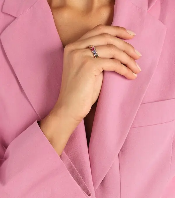 SUZANNE KALAN Fireworks 18kt Rose Gold Ring - Multicoloured