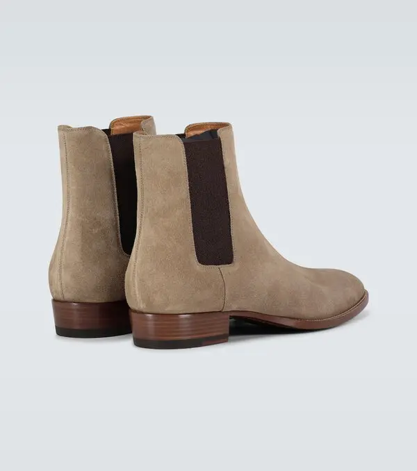 Saint Laurent Wyatt Suede Chelsea Boots - Beige