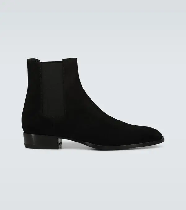 Saint Laurent Wyatt Suede Chelsea Boots - Black