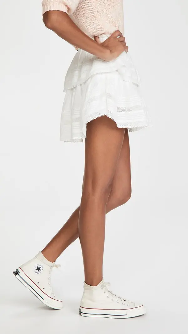 LoveShackFancy Ruffle Mini Skirt - Antique White