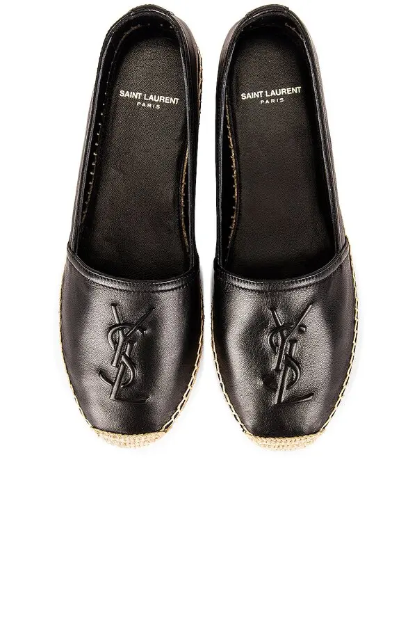 Saint Laurent Logo Flat Espadrille - Black
