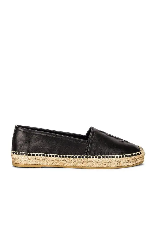 Saint Laurent Logo Flat Espadrille - Black