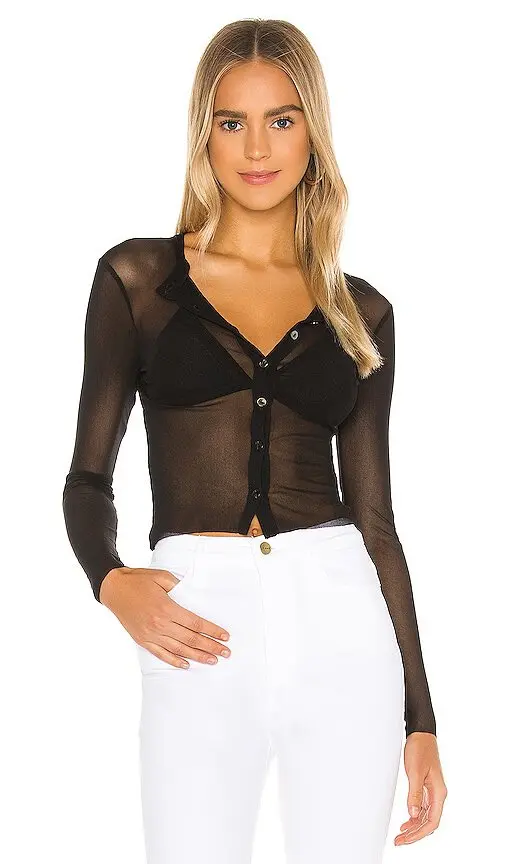 Only Hearts Mesh Button-front Cardigan - Black
