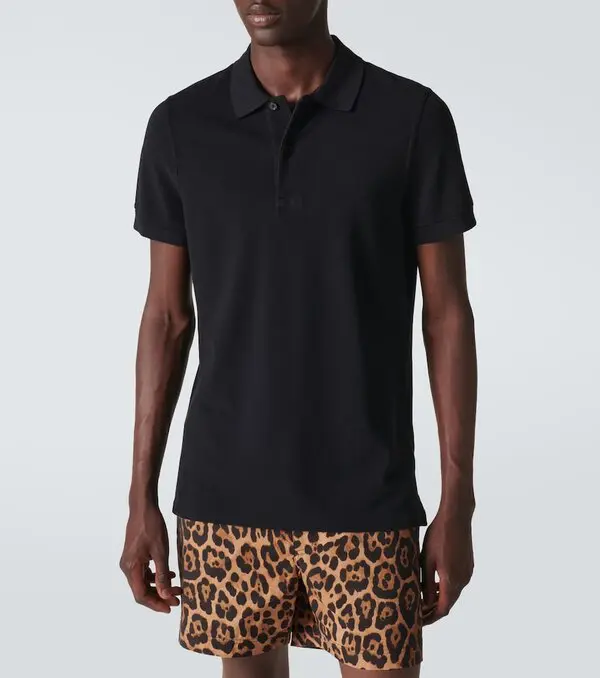 TOM FORD Cotton Polo Shirt - Black