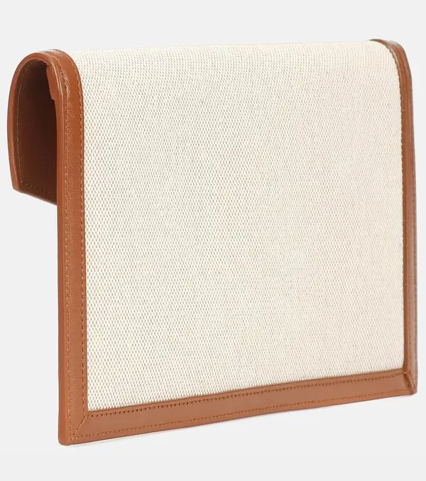 Saint Laurent Uptown Canvas Clutch - Beige