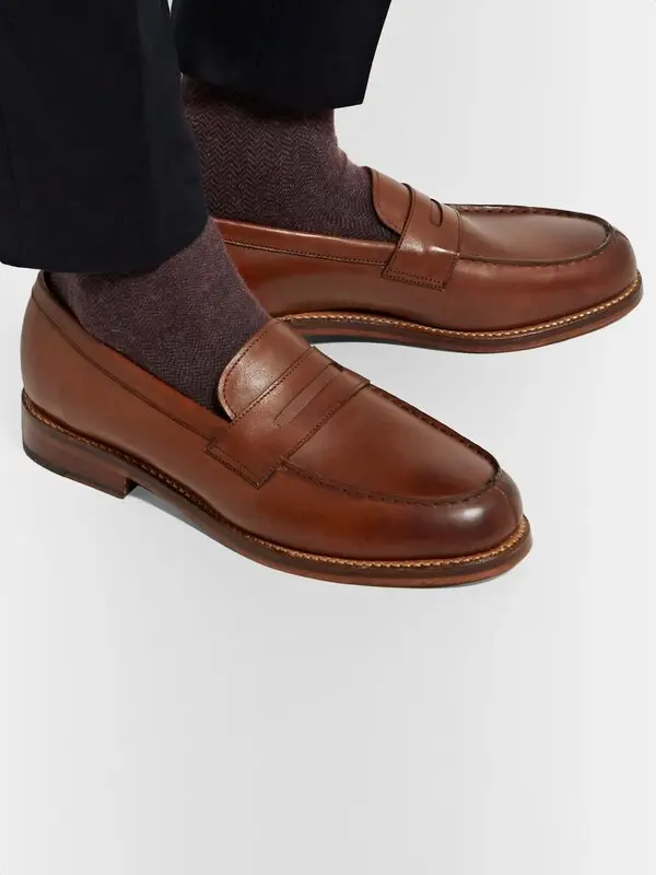 Grenson Peter Hand-painted Leather Penny Loafers