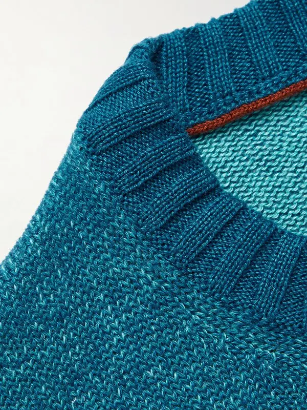 Loro Piana Slim-fit Mélange Linen, Cashmere And Silk-blend Sweater - Blue