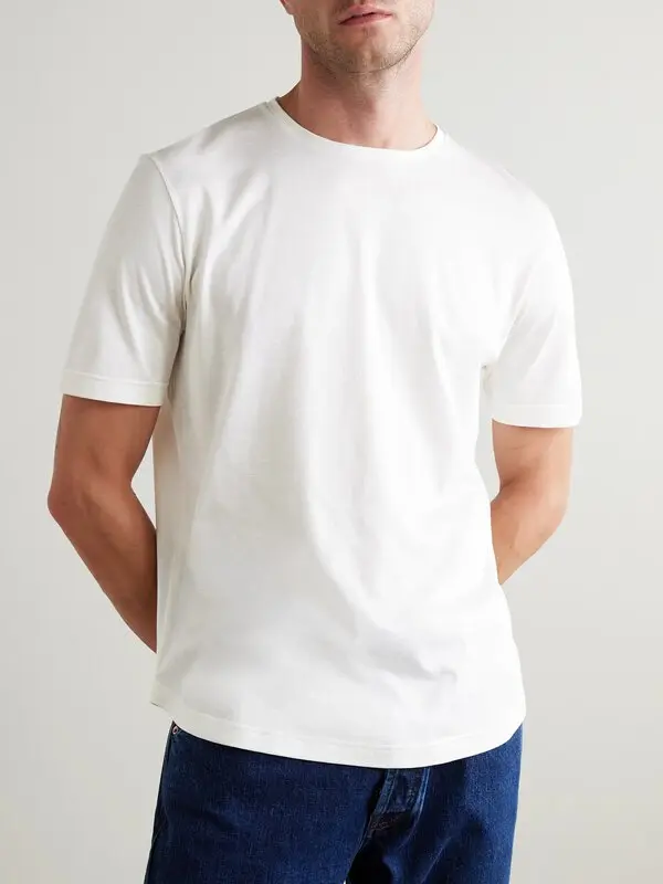 Loro Piana Slim-fit Silk And Cotton-blend Jersey T-shirt - Neutrals