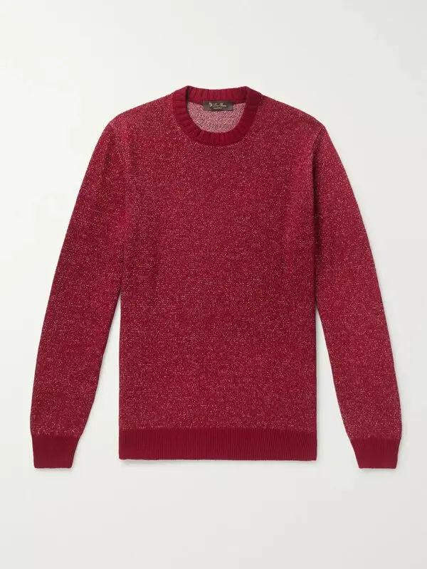 Loro Piana Mélange Linen, Cashmere, And Silk-blend Sweater - Red