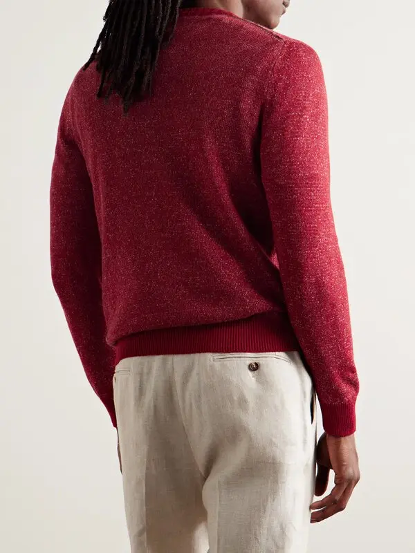 Loro Piana Mélange Linen, Cashmere, And Silk-blend Sweater - Red