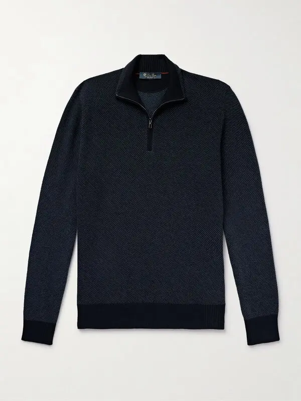 Loro Piana Roadster Striped Cashmere Half-zip Sweater