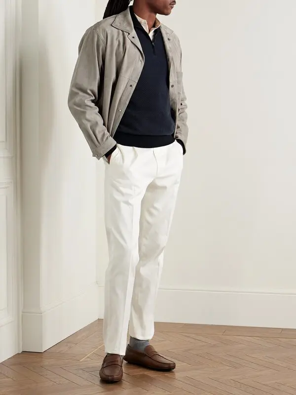 Loro Piana Roadster Striped Cashmere Half-zip Sweater