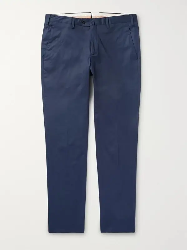Loro Piana Navy Slim-fit Stretch-cotton Twill Trousers