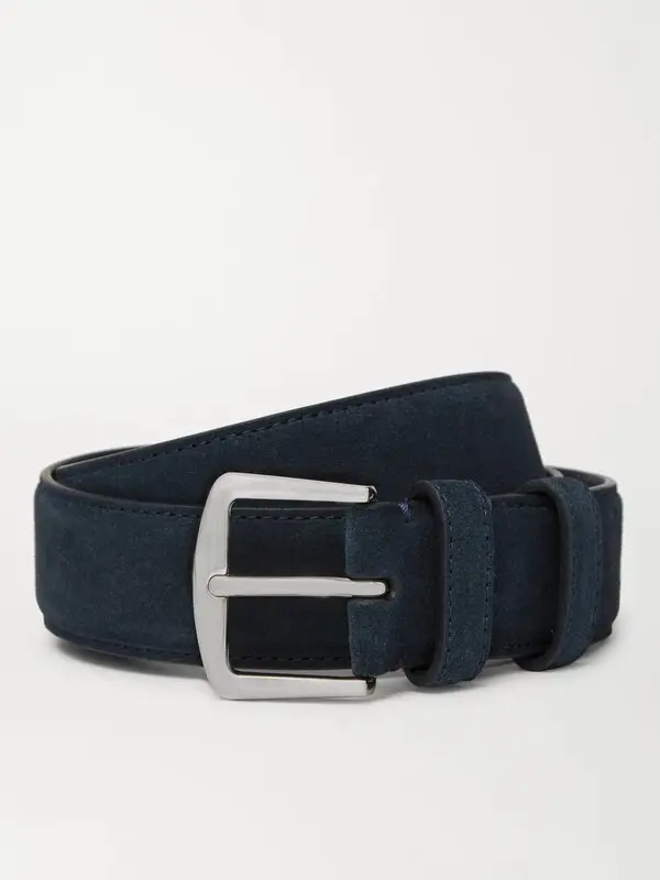 Loro Piana 3.5cm Suede Belt - Blue