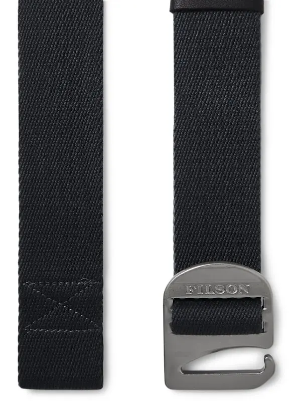 Filson Charcoal Togiak 4cm Leather-trimmed Webbing Belt