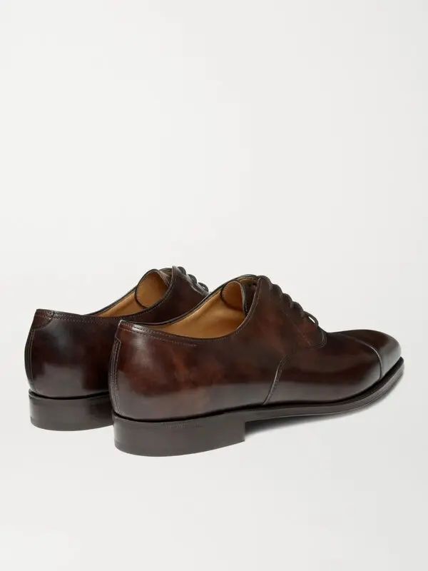 John Lobb City Ii Burnished-leather Oxford Shoes - Brown