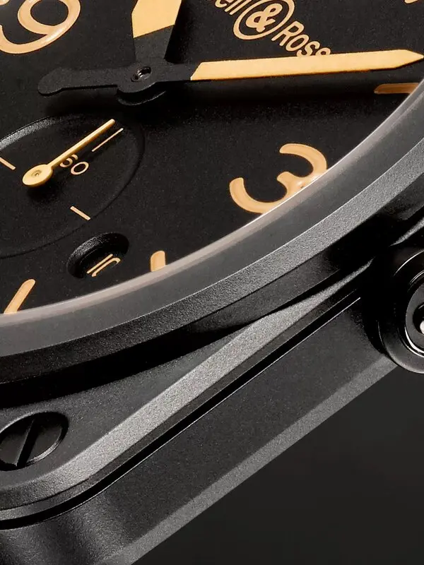 BELL & ROSS Br S Heritage 39mm Ceramic And Leather Watch