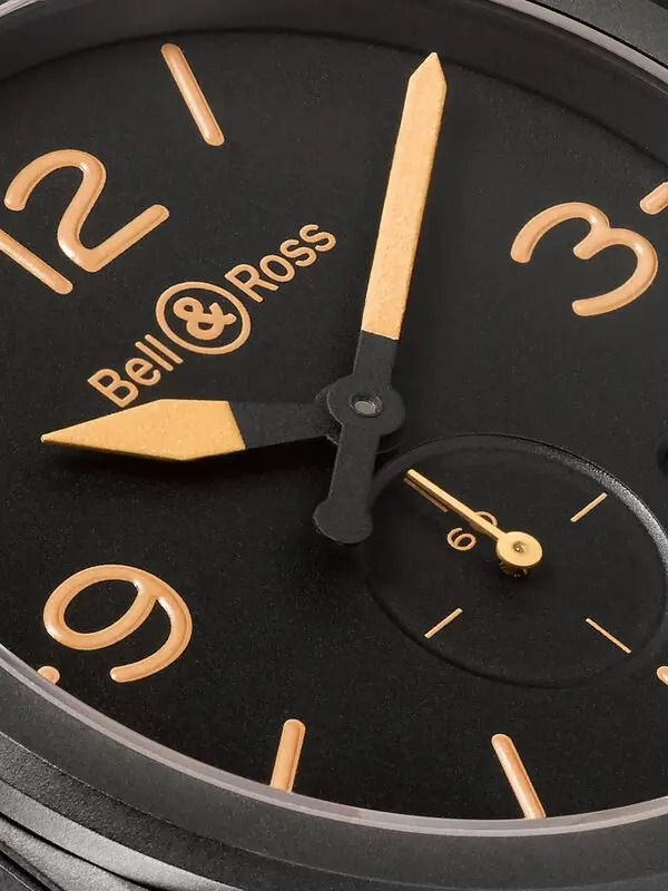 BELL & ROSS Br S Heritage 39mm Ceramic And Leather Watch