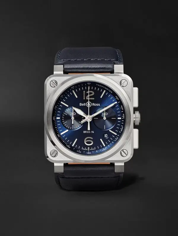 BELL & ROSS Br 03-94 Steel Automatic Chronograph 42mm Watch - Blue