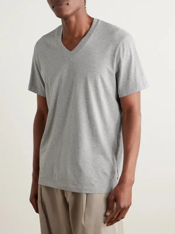 JAMES PERSE Mélange Combed Cotton-jersey T-shirt - Gray