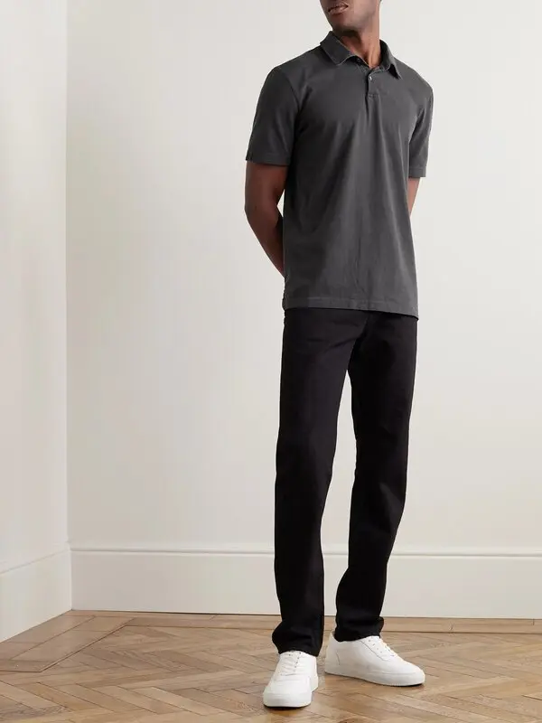 JAMES PERSE Supima Cotton-jersey Polo Shirt - Gray
