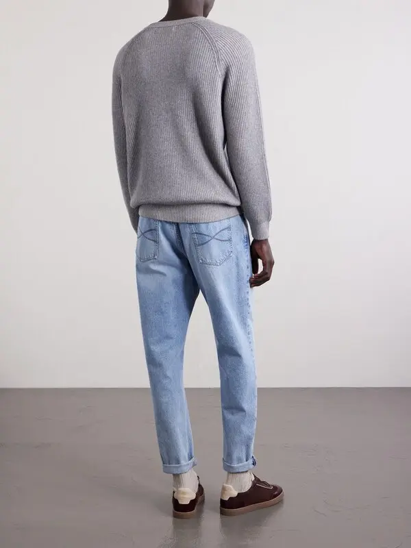 Brunello Cucinelli Striped Ribbed Cashmere Sweater
