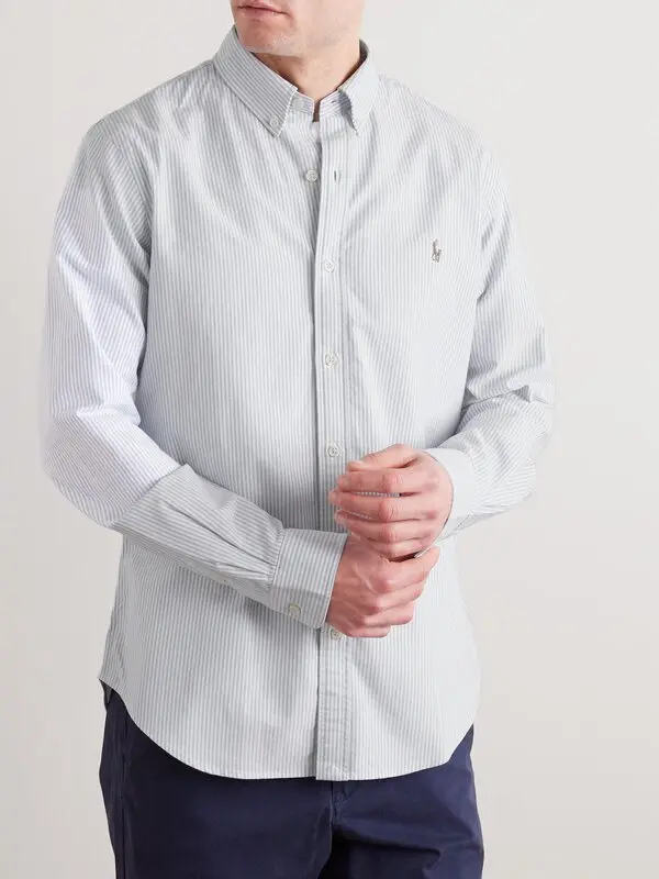 Polo Ralph Lauren Slim-fit Striped Cotton Oxford Shirt - Blue