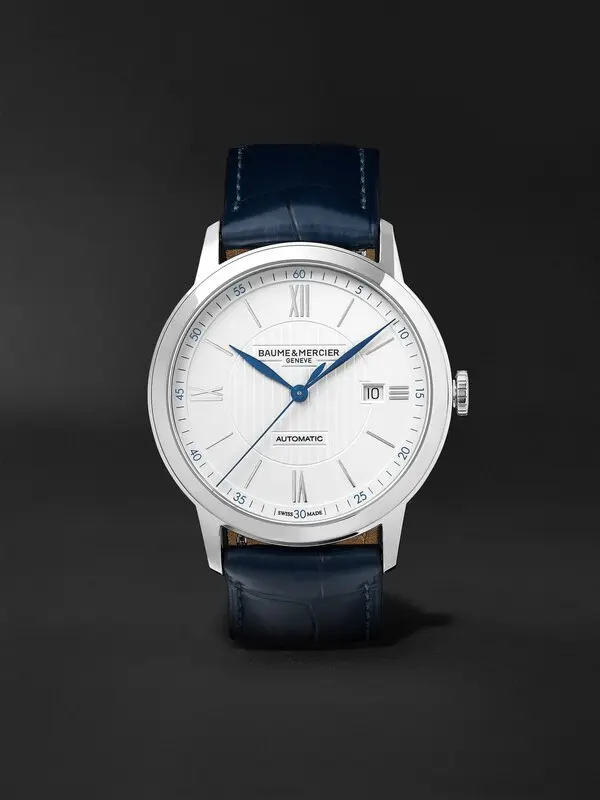 Baume & Mercier Classima Automatic 42mm Stainless Steel And Alligator Strap Watch - White