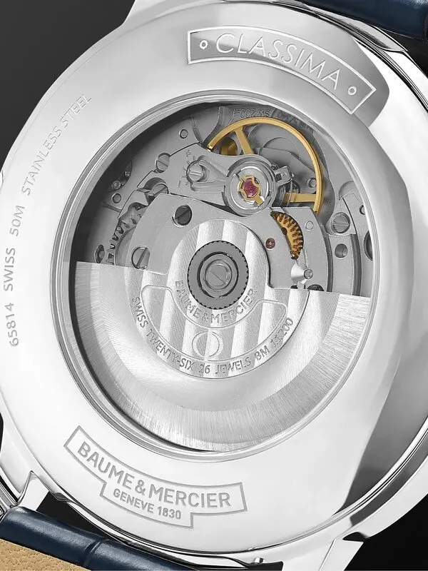 Baume & Mercier Classima Automatic 42mm Stainless Steel And Alligator Strap Watch - White