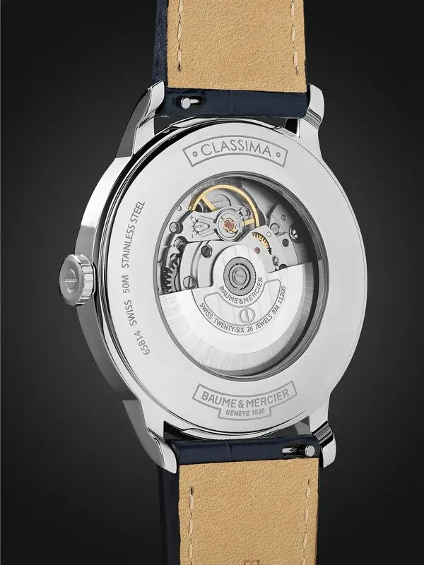 Baume & Mercier Classima Automatic 42mm Stainless Steel And Alligator Strap Watch - White