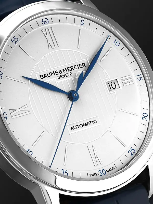 Baume & Mercier Classima Automatic 42mm Stainless Steel And Alligator Strap Watch - White