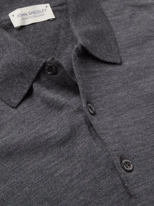 John Smedley Belper Merino Wool Polo Shirt - Gray