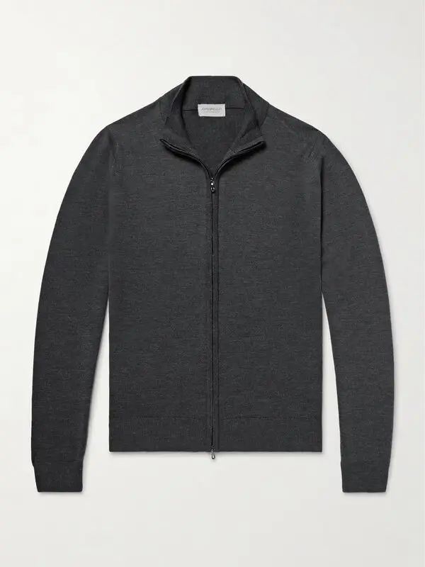 John Smedley Claygate Merino Wool Cardigan - Gray
