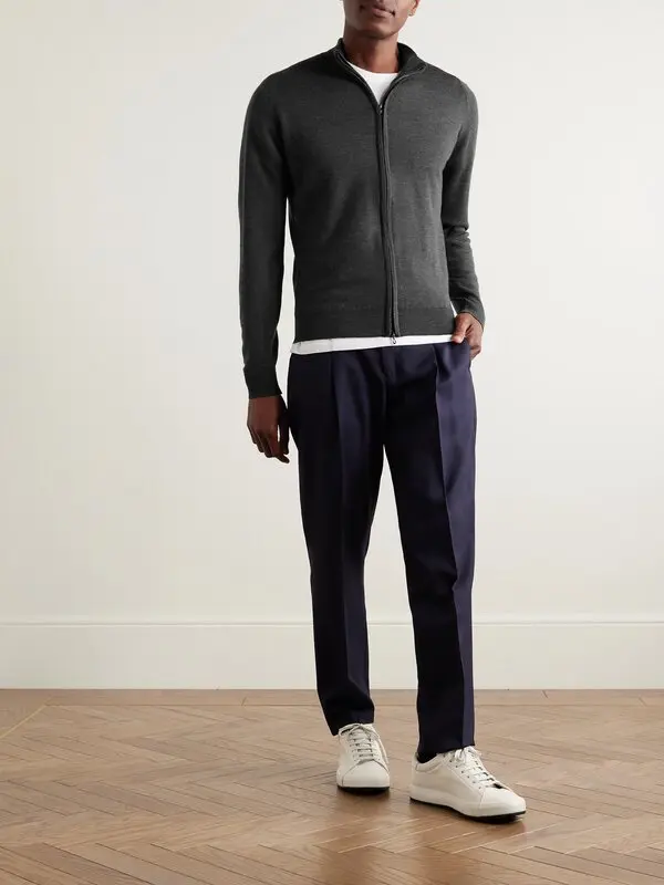 John Smedley Claygate Merino Wool Cardigan - Gray