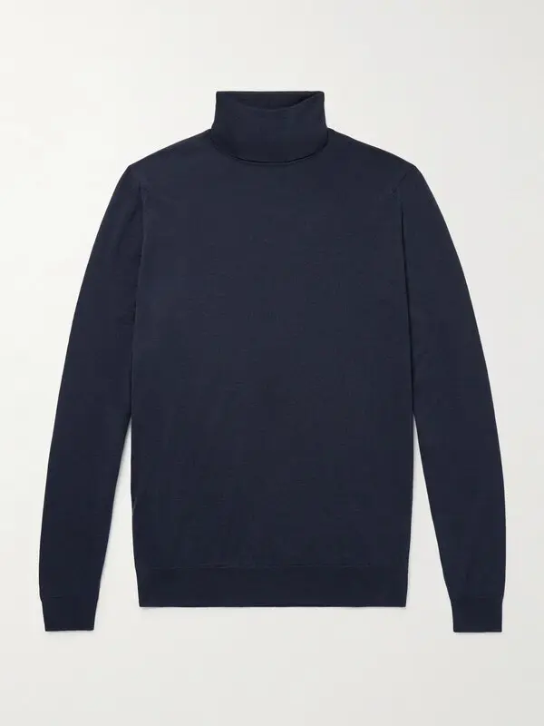 John Smedley Cherwell Merino Wool Rollneck Sweater - Blue