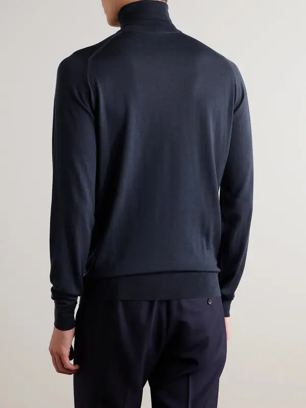 John Smedley Cherwell Merino Wool Rollneck Sweater - Blue