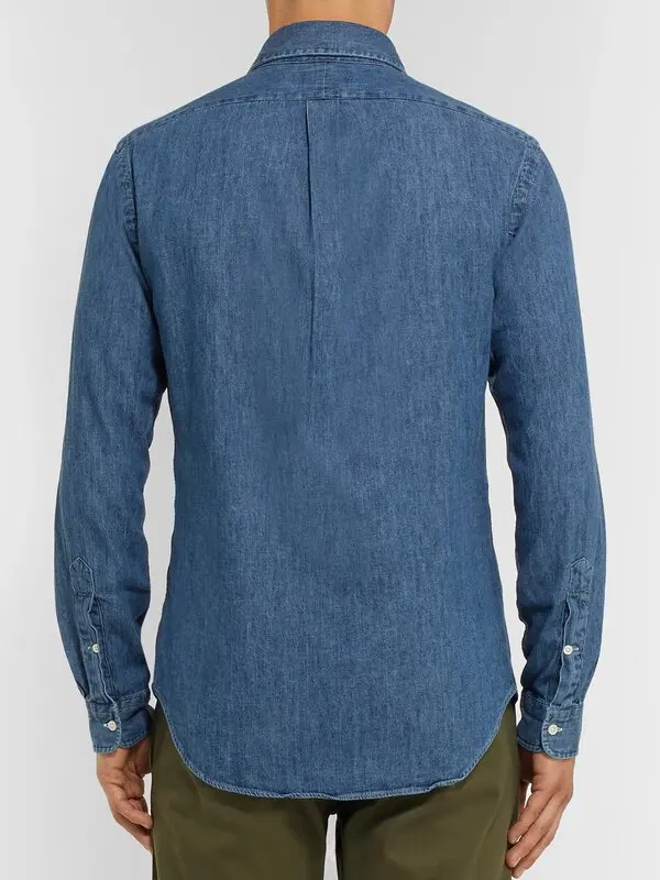Ralph Lauren Slim-fit Button-down Collar Washed-denim Shirt