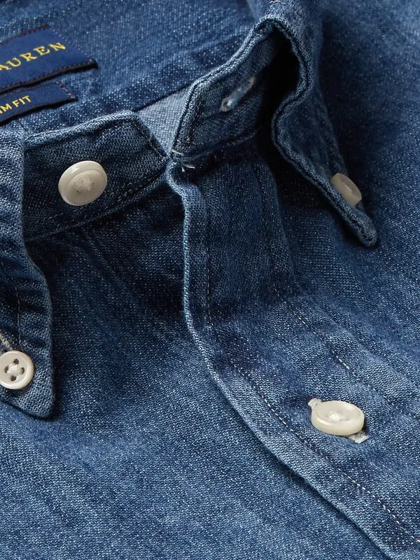 Ralph Lauren Slim-fit Button-down Collar Washed-denim Shirt