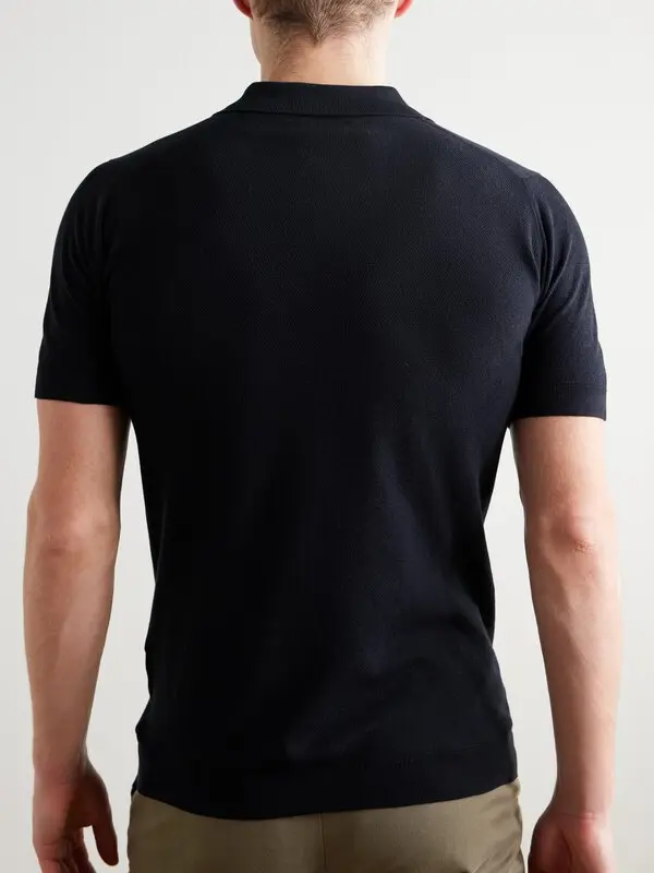 John Smedley Roth Sea Island Cotton Polo Shirt - Black