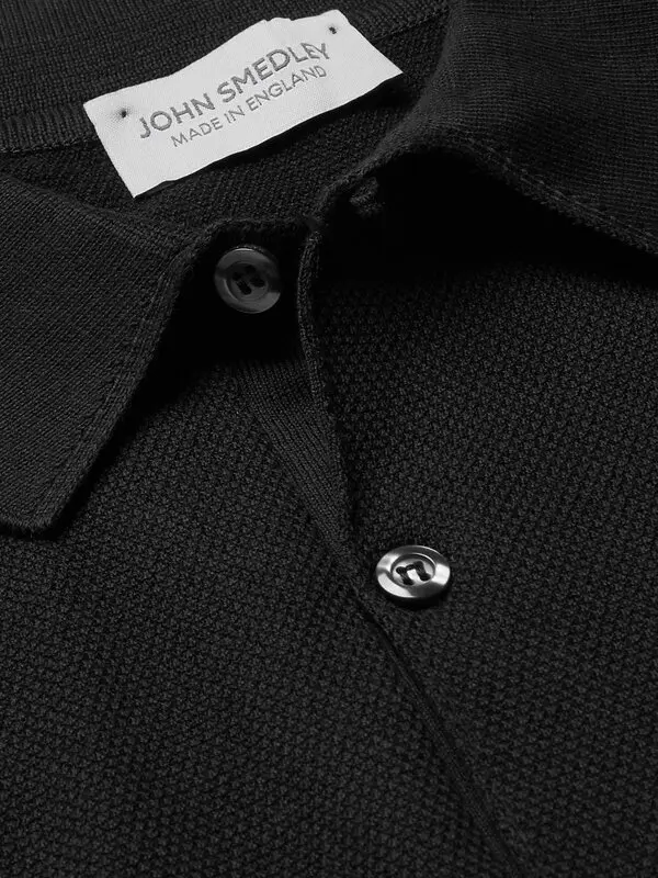 John Smedley Roth Sea Island Cotton Polo Shirt - Black