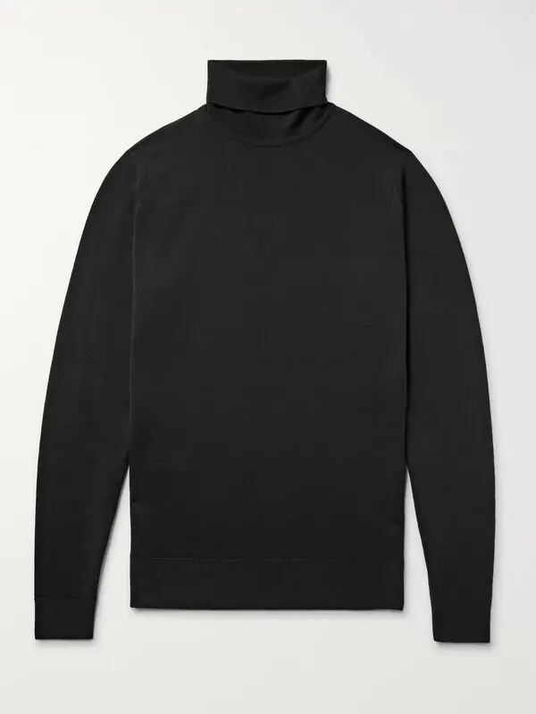 John Smedley Cherwell Merino Wool Rollneck Sweater - Black