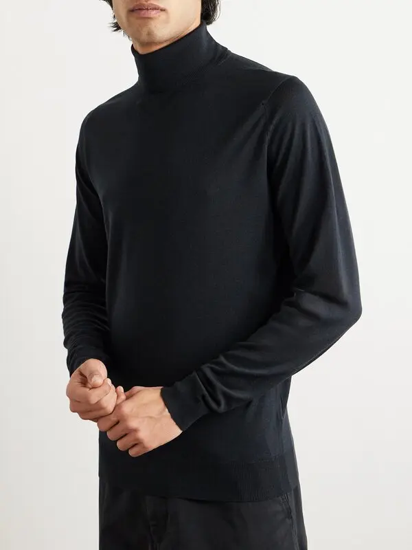 John Smedley Cherwell Merino Wool Rollneck Sweater - Black