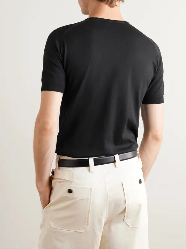 John Smedley Belden Slim-fit Knitted Sea Island Cotton T-shirt - Black
