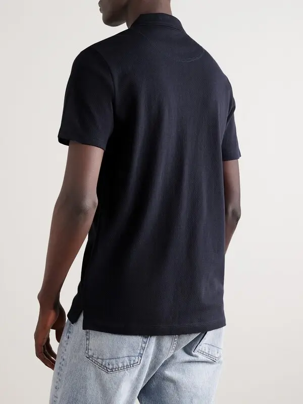 Sunspel Riviera Slim-fit Cotton-mesh Polo Shirt - Blue