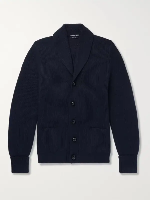 TOM FORD Shawl-collar Ribbed Wool Cardigan