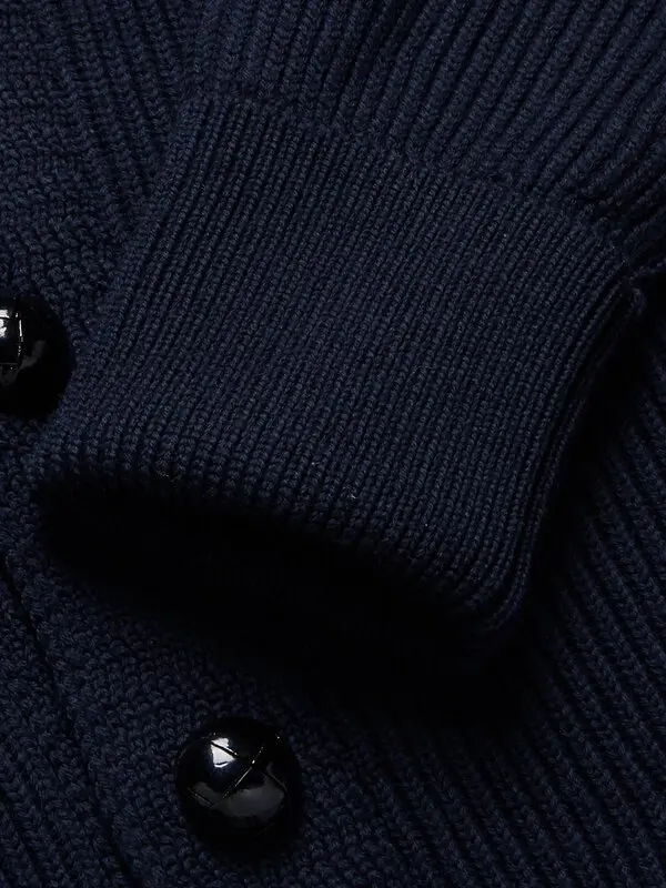 TOM FORD Shawl-collar Ribbed Wool Cardigan - Blue